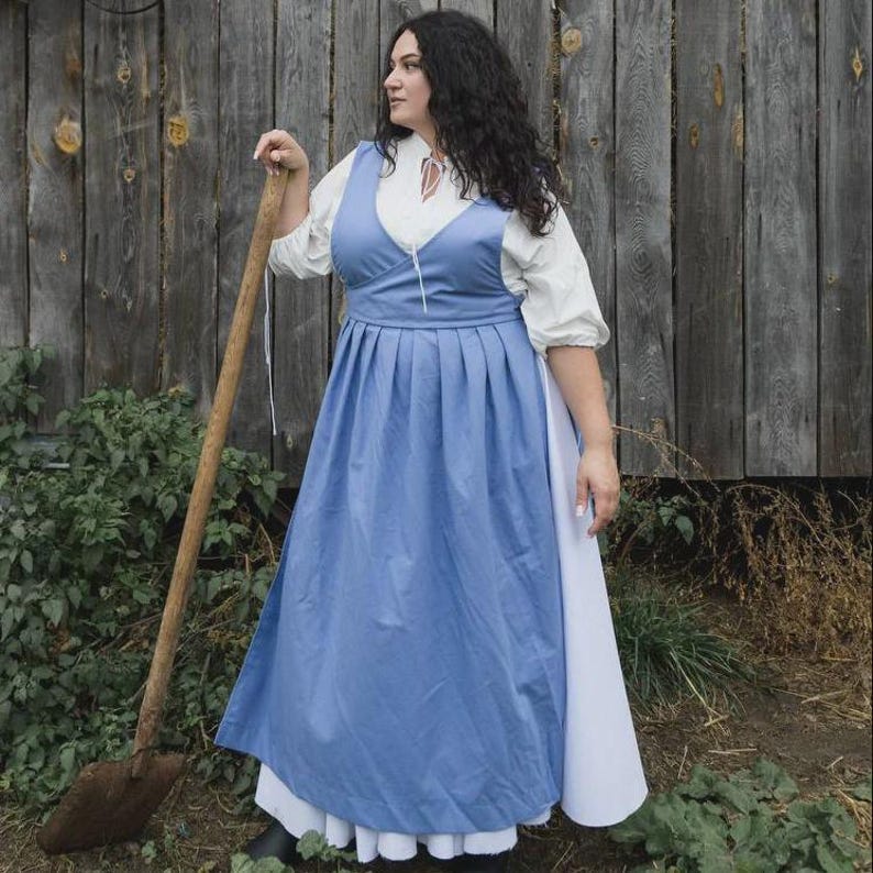 Sky Blue Pinafore Apron Heavyweight Cotton | Vintage Smock, Cottagecore ...