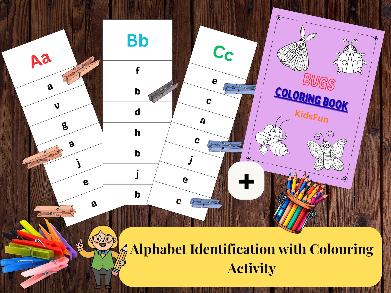 Clip Cards,activity for Kids Alphabet Matching Game, Letter Recognition ...