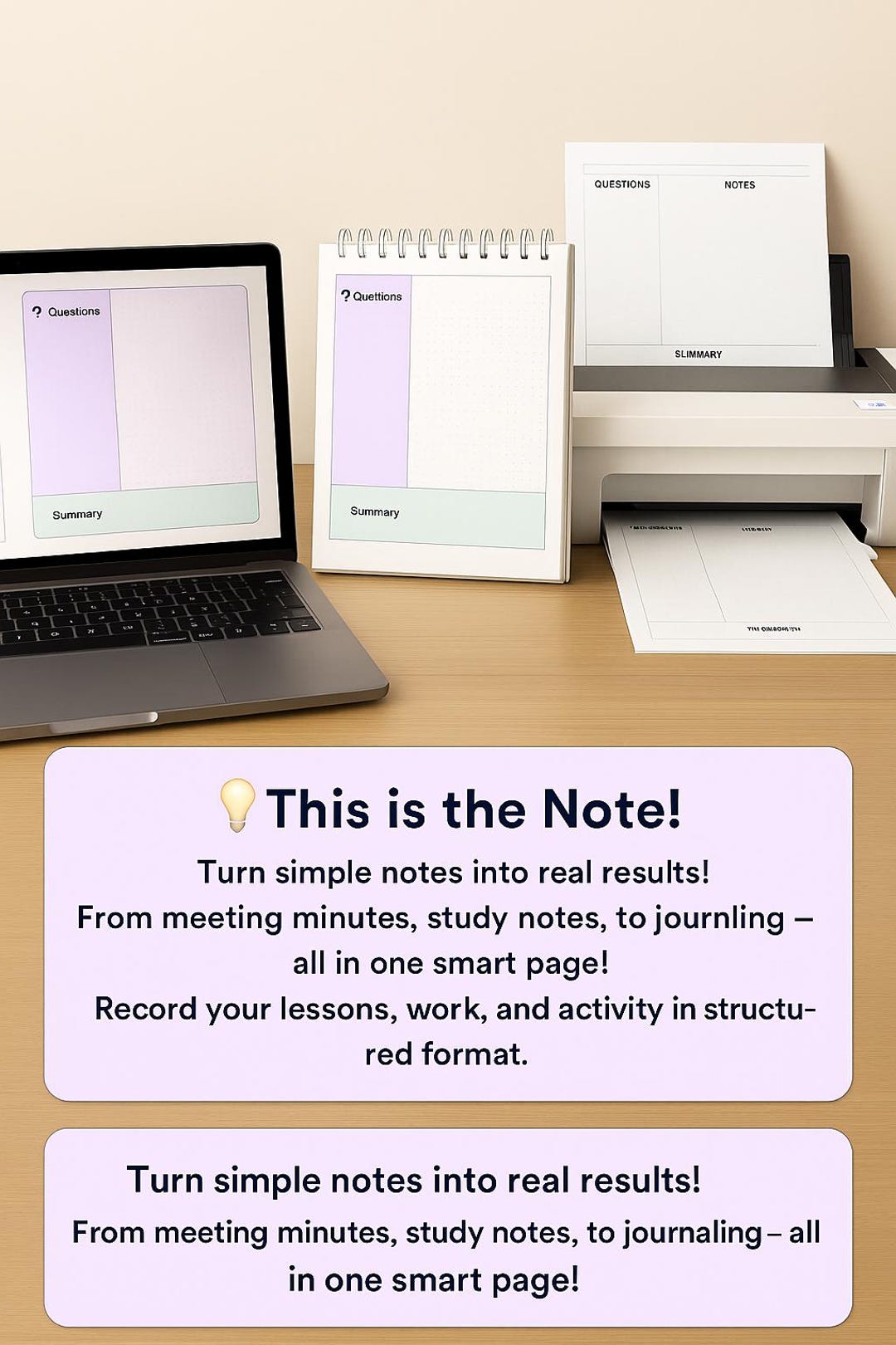 Cornell Notes Printable Set: 10 Study & Meeting Templates (PDF + JPG ...