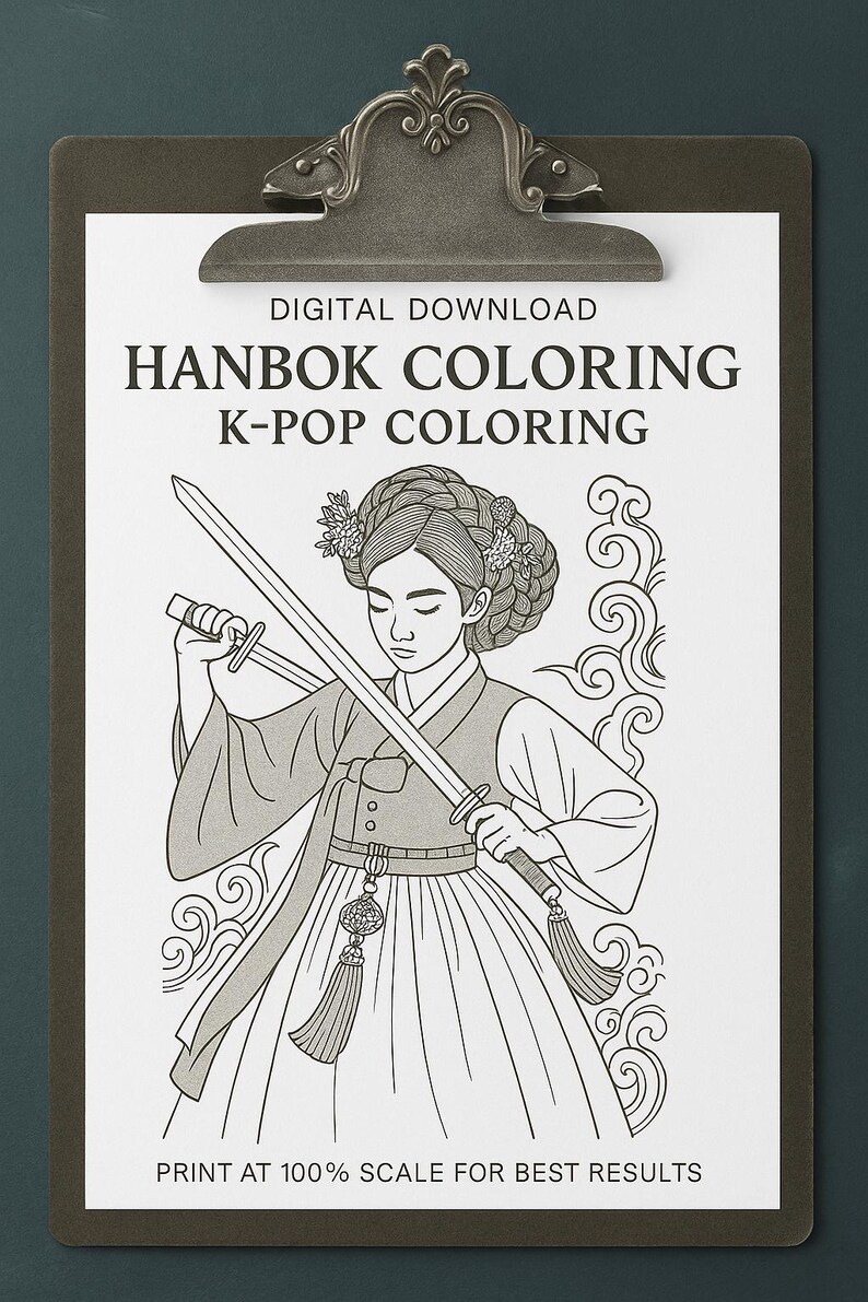 Hanbok Coloring Pages · KPOP Demon Hunters Inspired · Korean Sword ...