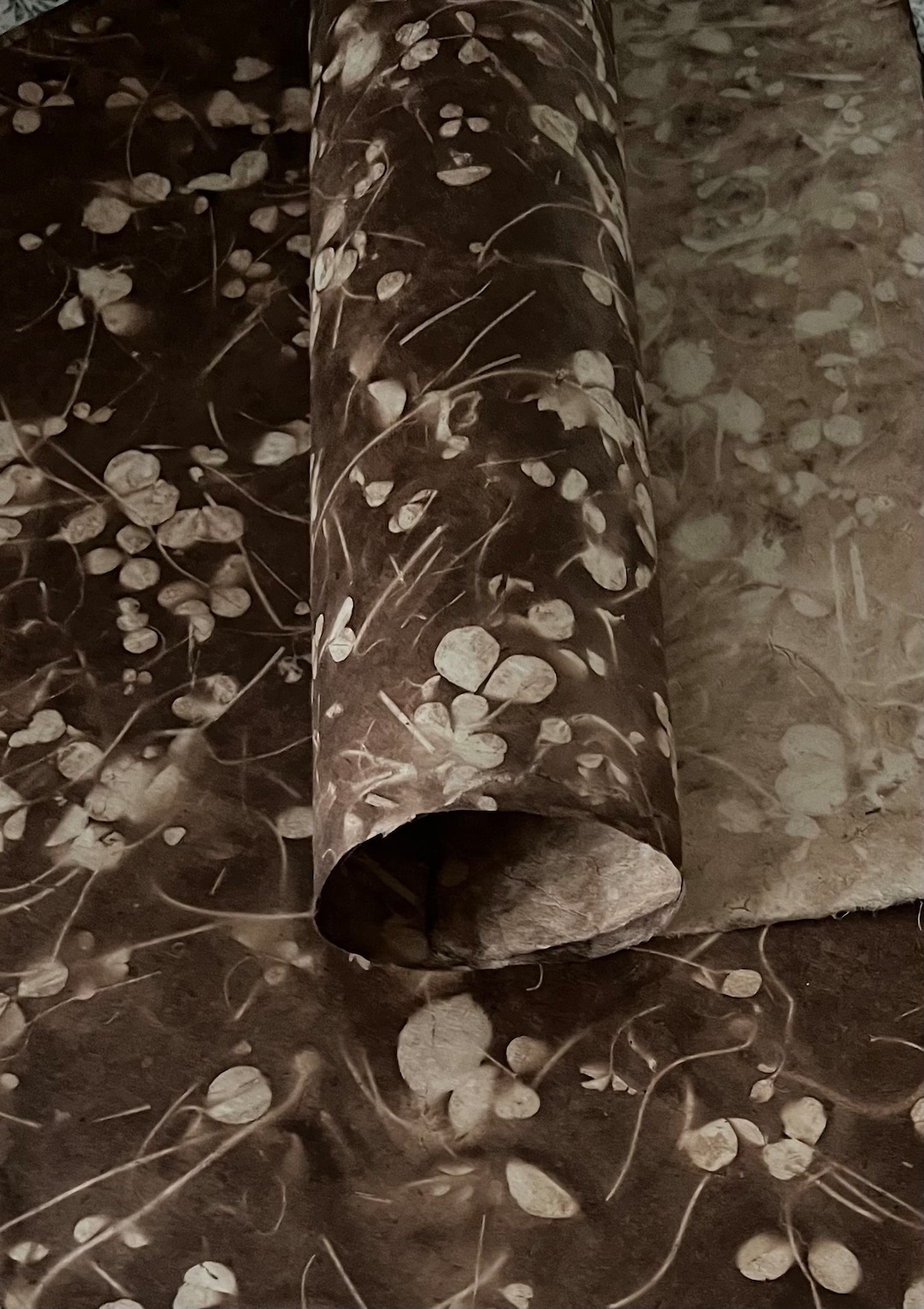 Decorative Floral Paper, Handmade Paper, Sun Dyed Light Natural Brown ...