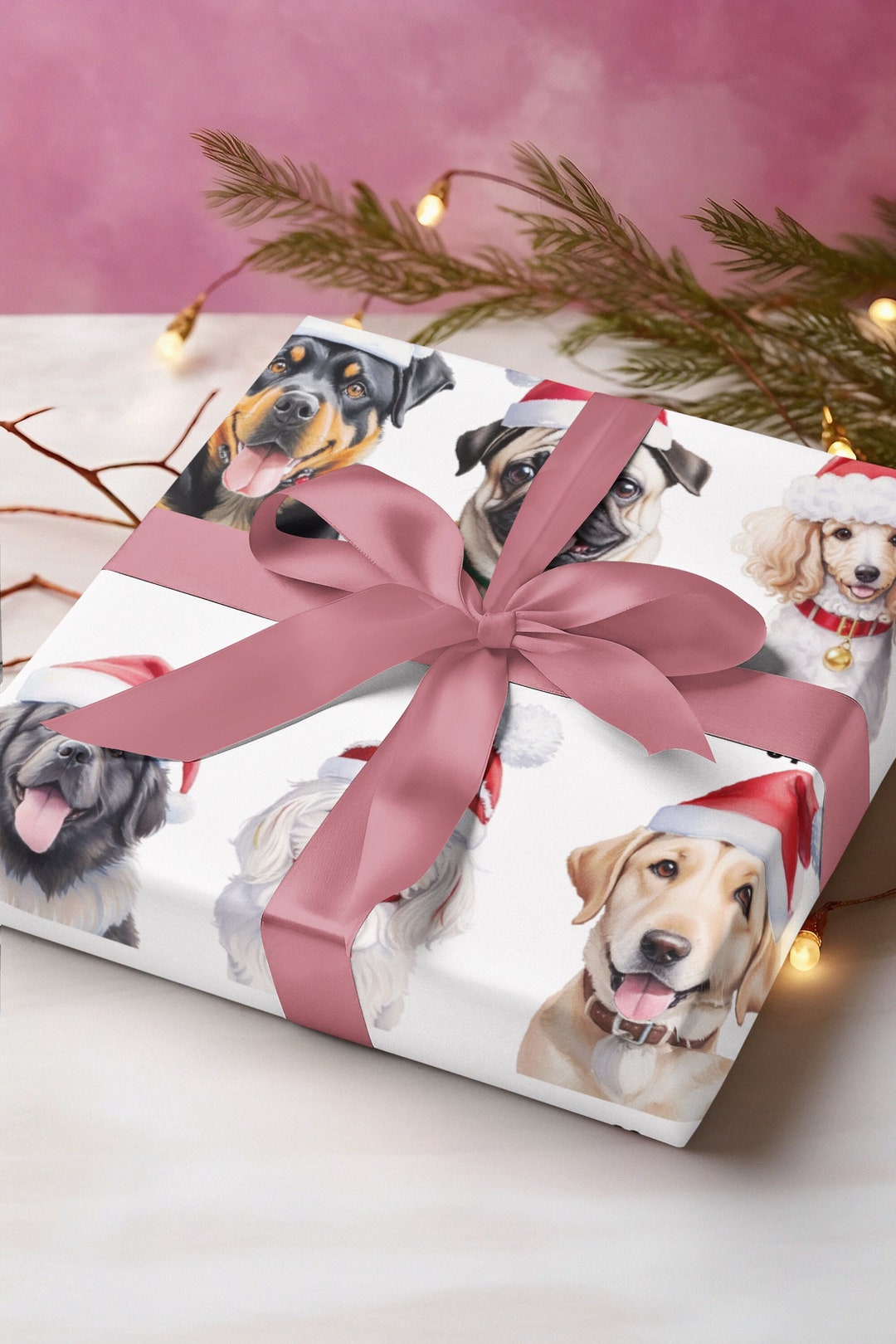 Funny Dog Breed Gift Wrap Custom Dog Face Paper Birthday Wrapping Paper ...