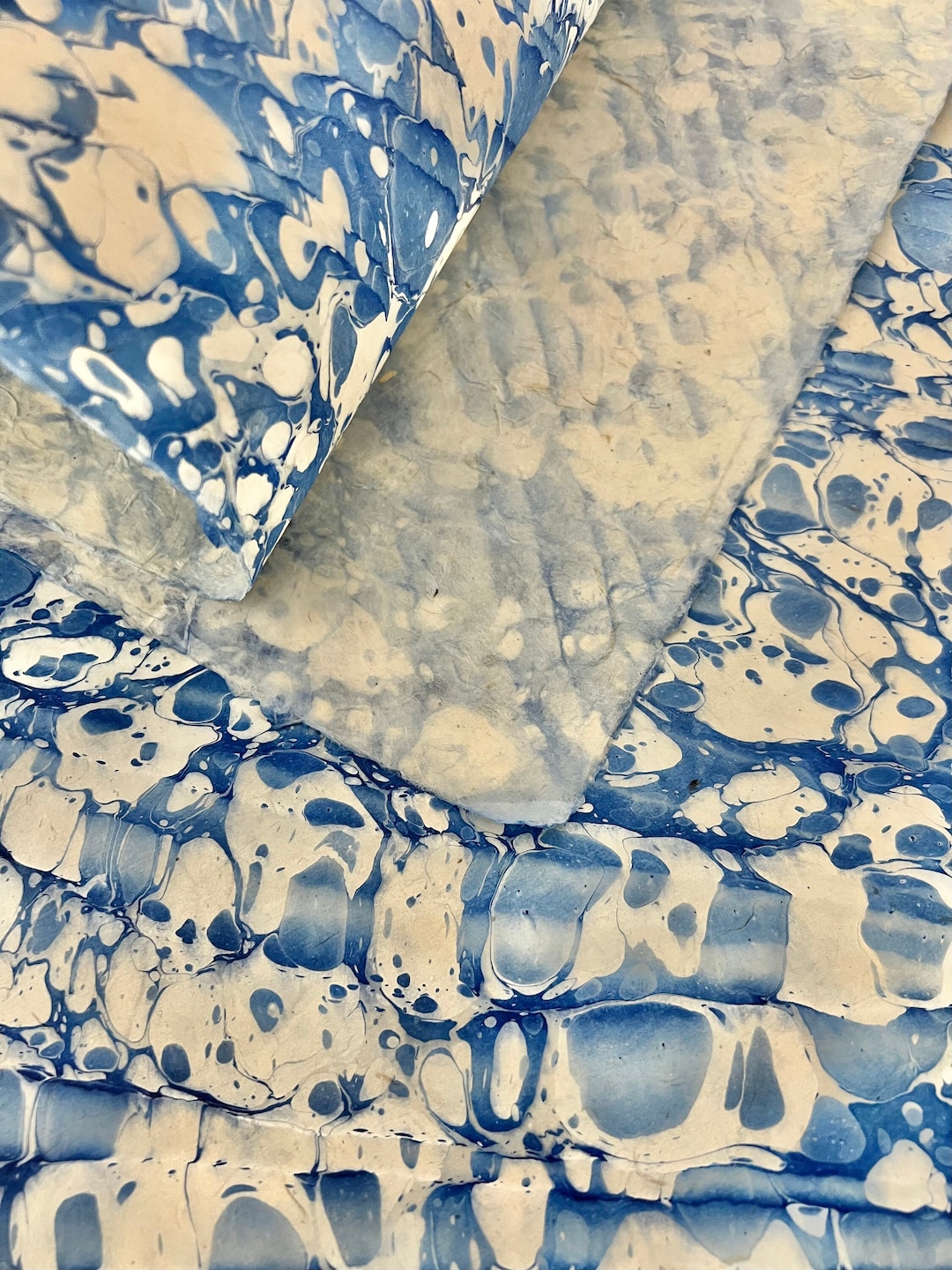 Marbled Paper, Handmade Marble Paper in Blue Colors for Arts, Crafts ...