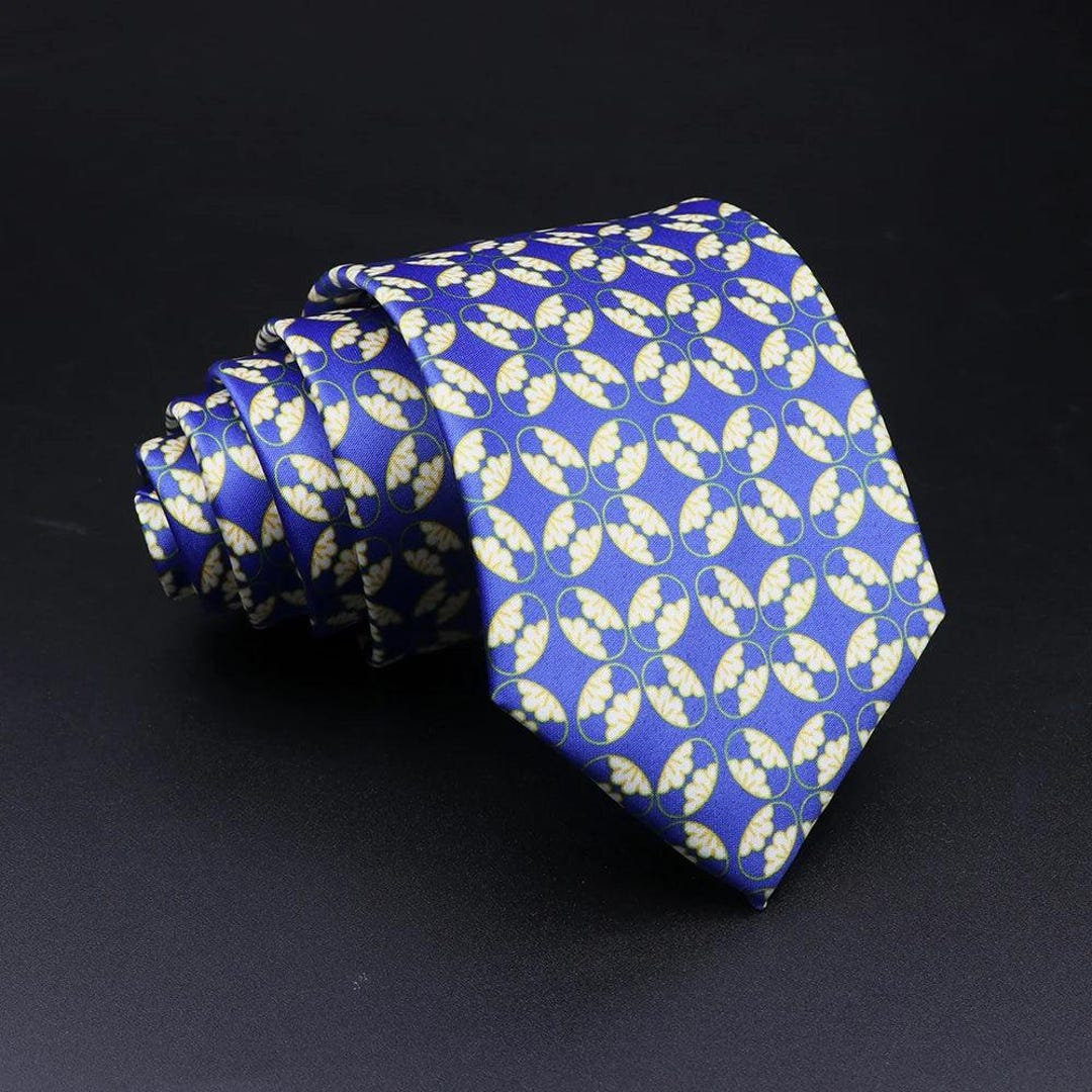 Savoy - Blue and Gold Geometric Pattern Tie - Etsy