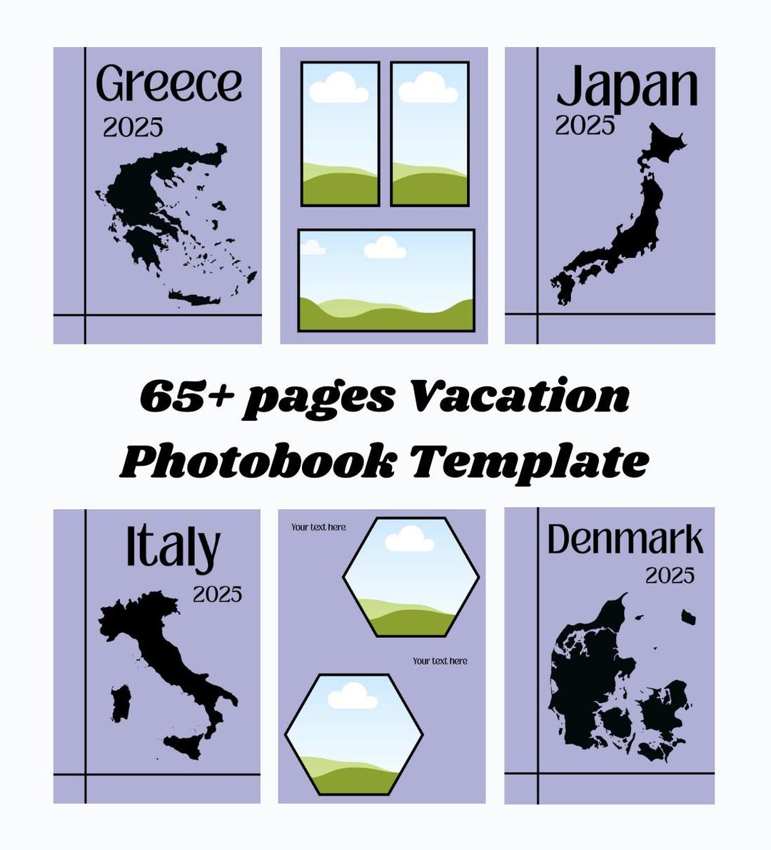 Photobook Vacation Template, Costumizable Photoalbum Cover, Editable ...