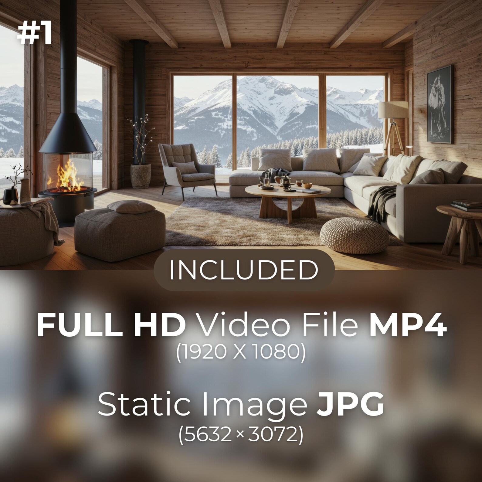 3 Animated Backgrounds, Luxury Mountains Living Room, Seamless Looping ...