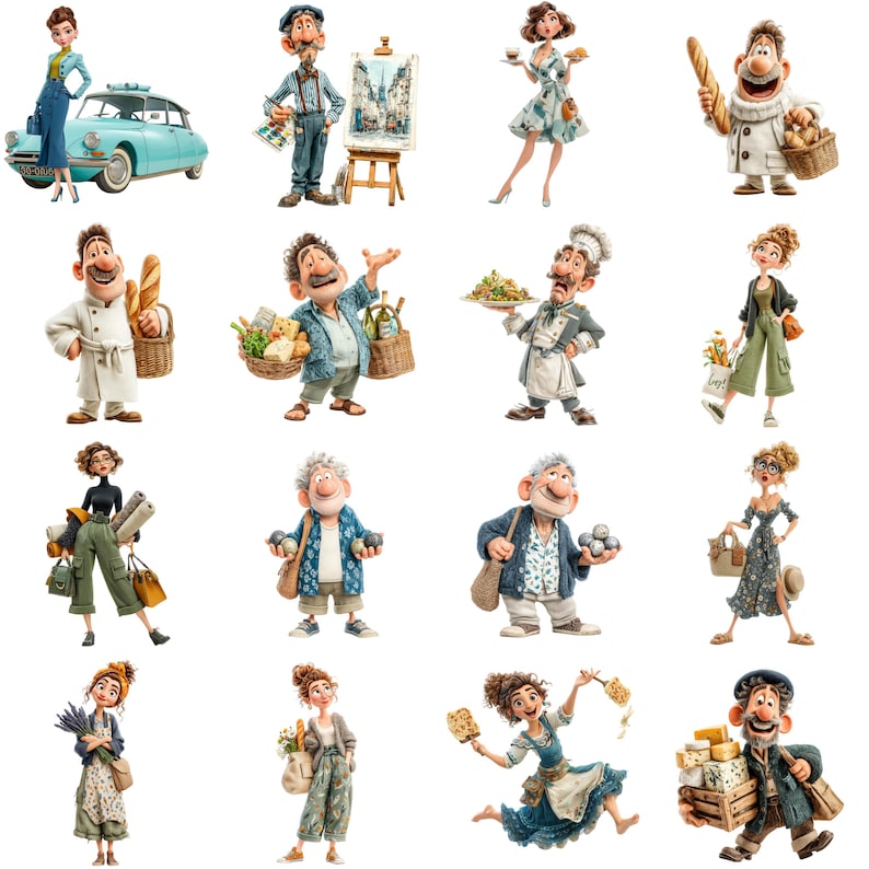 Funny French Characters Clipart, Cute Cartoon French Characters for ...