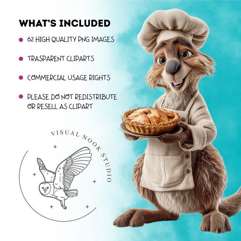 Funny Chef Animals Clipart, Cute Cartoon Animal Chefs, Cooking Animals ...