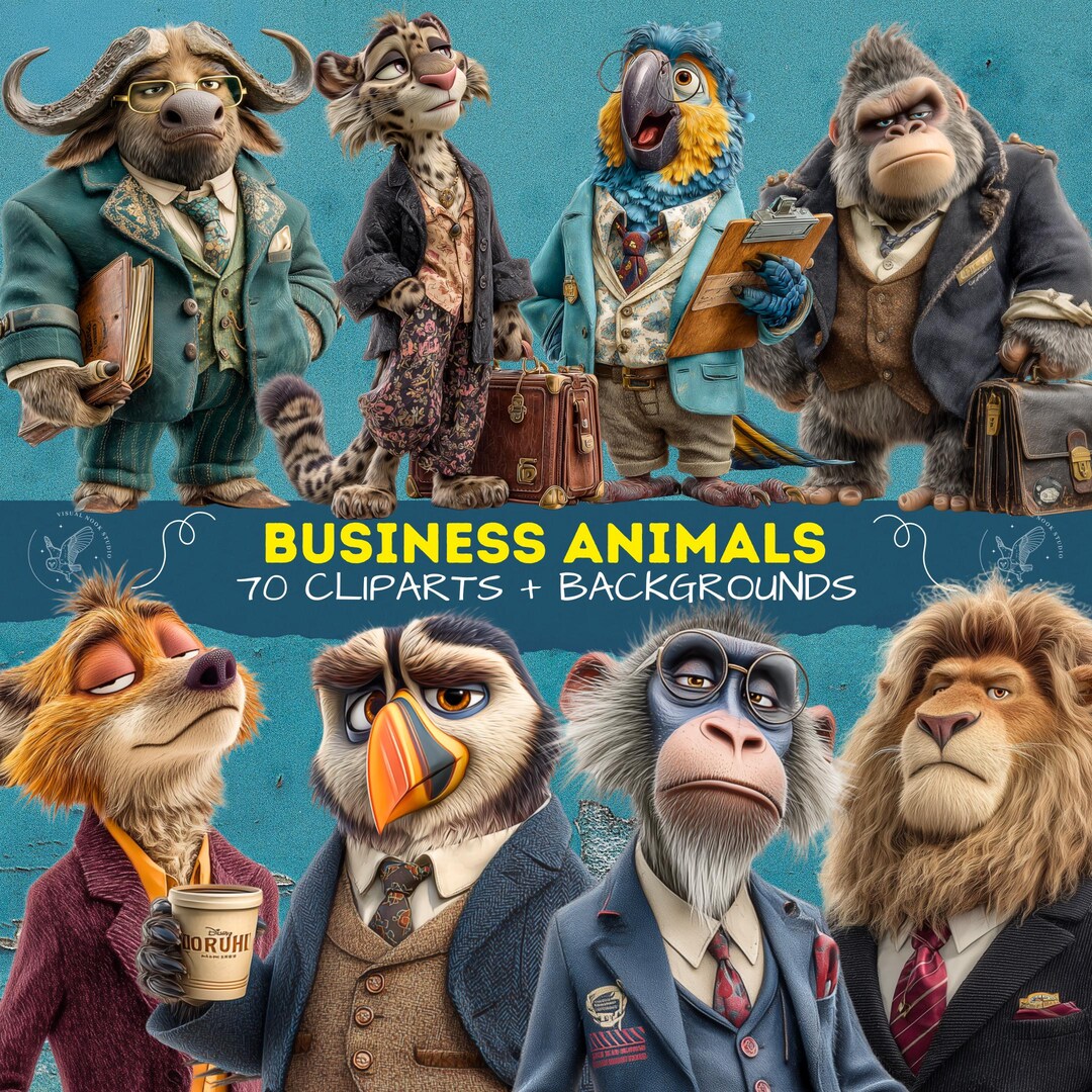 Images drôles d'animaux d'affaires : images PNG de dessins animés pour ...