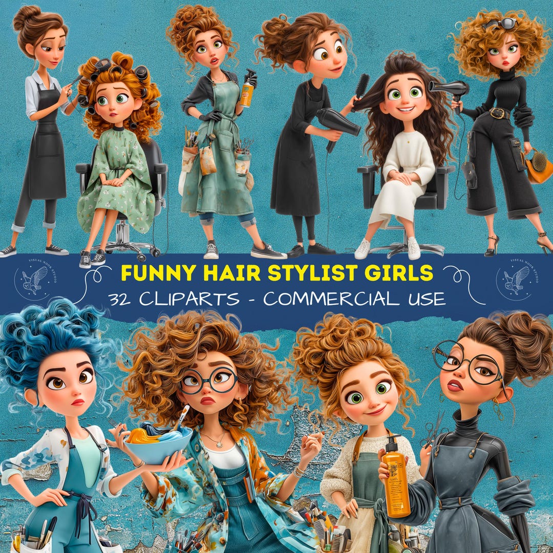 Funny Hair Stylist Girls Clipart Set, Salon Humor PNG, Sassy Salon ...