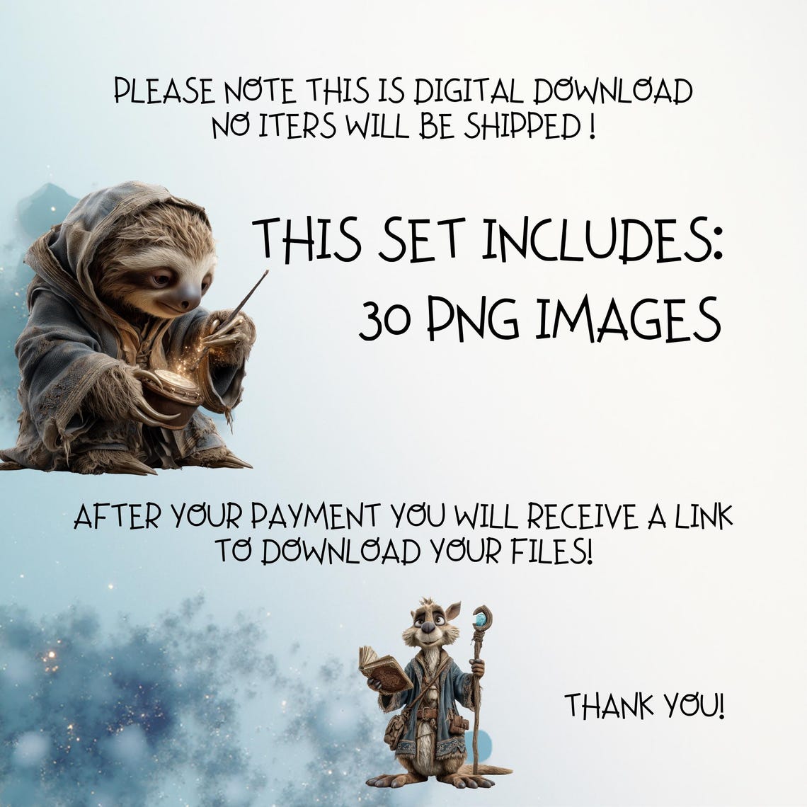 Magical Wizard Animal Clipart Set – Anthropomorphic Animal Wizards in ...