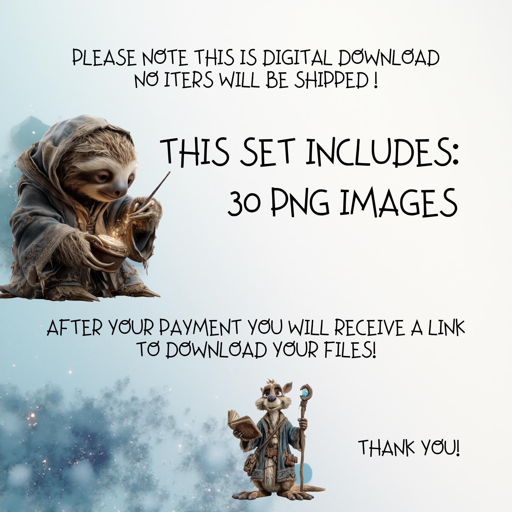 Magical Wizard Animal Clipart Set – Anthropomorphic Animal Wizards in ...