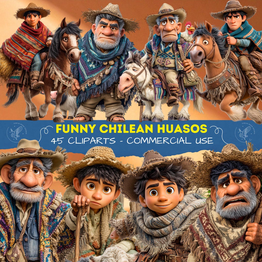 Funny Chilean Huasos Clipart, Cartoon Huaso Cowboys, Chile Culture ...