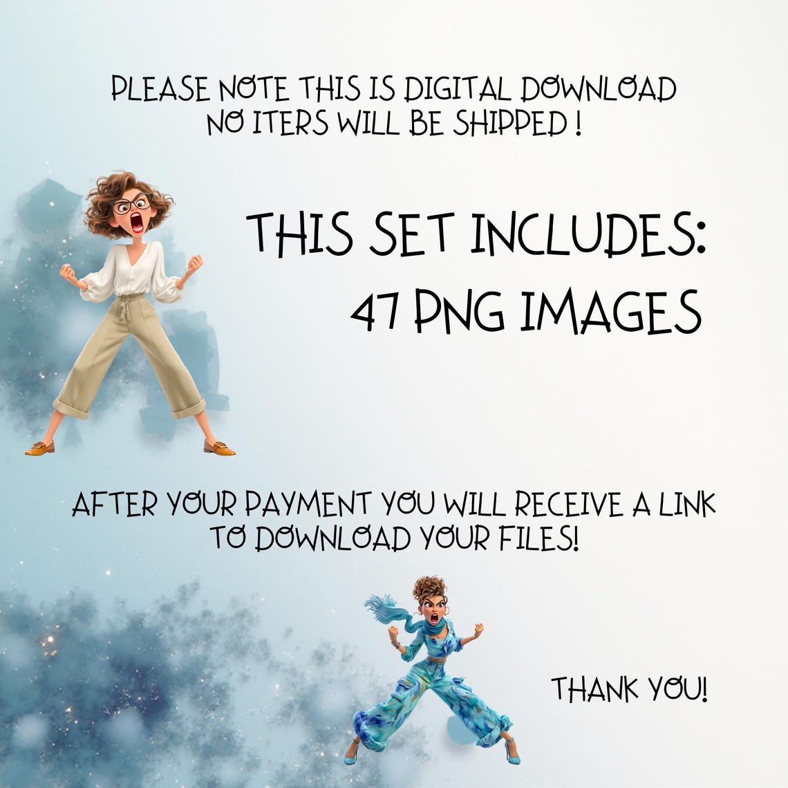 Funny Angry Ladies Clipart – Cute Mad Women Illustrations, Cute Mad ...