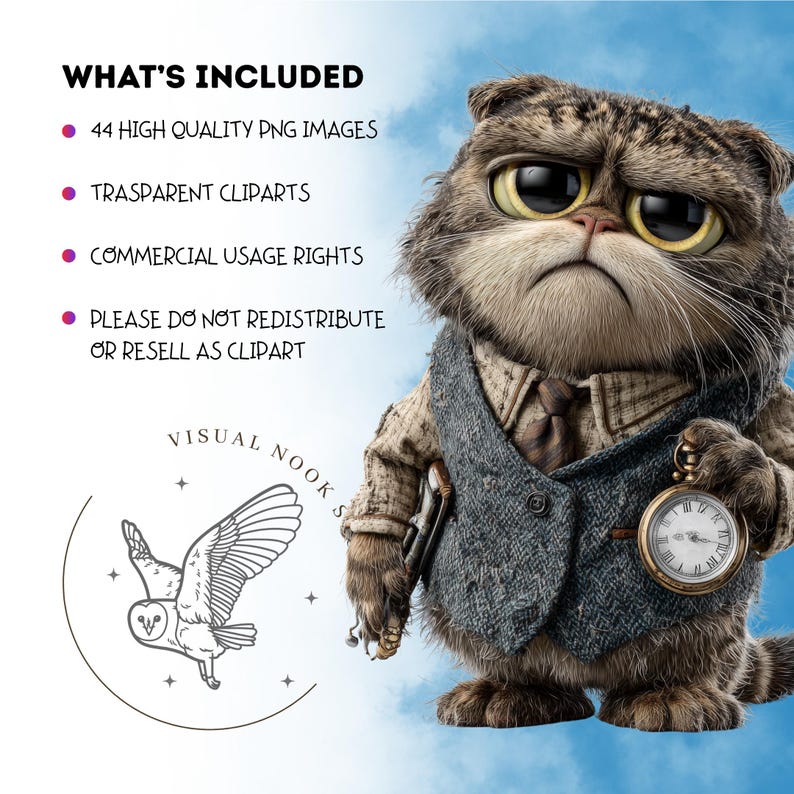 Grumpy Scottish Fold Cats Clipart, Cute Annoyed Cat Expressions, Funny ...
