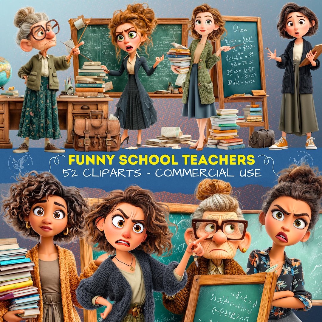 Funny School Teachers Clipart Set, Teacher PNG Bundle, Classroom Humor ...