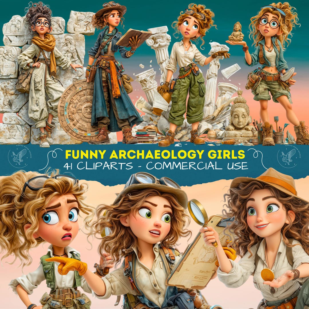 41 Funny Archaeology Girls Clipart, Cute and Nerdy Female Explorer for ...