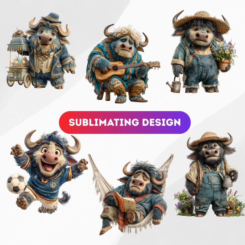 Funny Cute Buffalo Cliparts in PNG Trasparent Format, Scrapbooking ...
