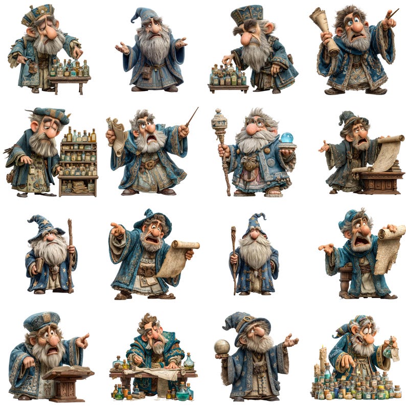 35 Funny Wizards Clipart, Cute Cartoon Magic Characters for ...