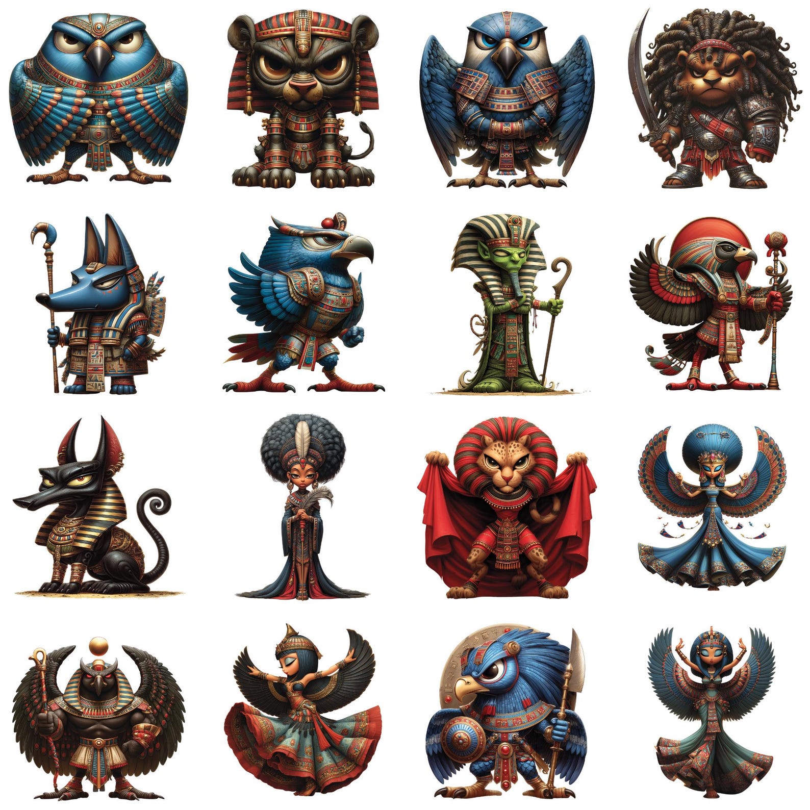Cute Egyptian Gods Clipart | Kawaii Egypt Deities | Digital Download ...