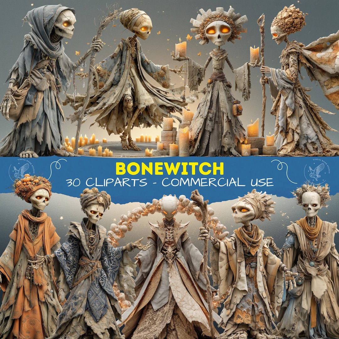 30 Bone Witch Clipart: Mixed Media PNG Images for Commercial Use ...