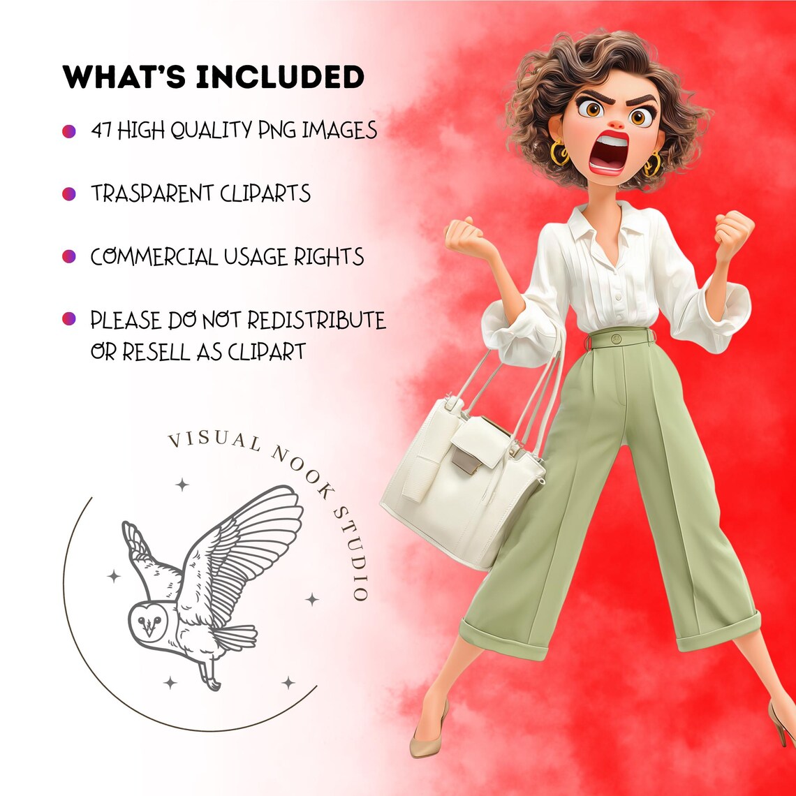 Funny Angry Ladies Clipart – Cute Mad Women Illustrations, Cute Mad ...