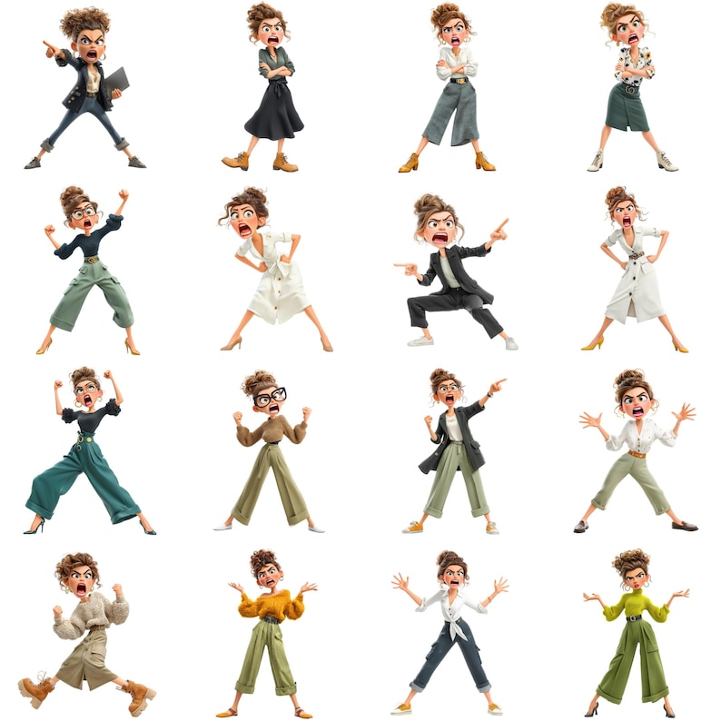 Funny Angry Ladies Clipart – Cute Mad Women Illustrations, Cute Mad ...