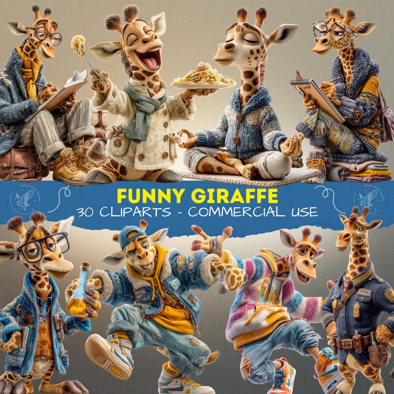 Giraffe Cartoon Stickers - Etsy