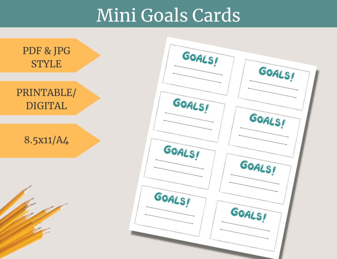 Goals Cards | DIY Cards | Personalized Cards | Mini Goal Cards - Etsy