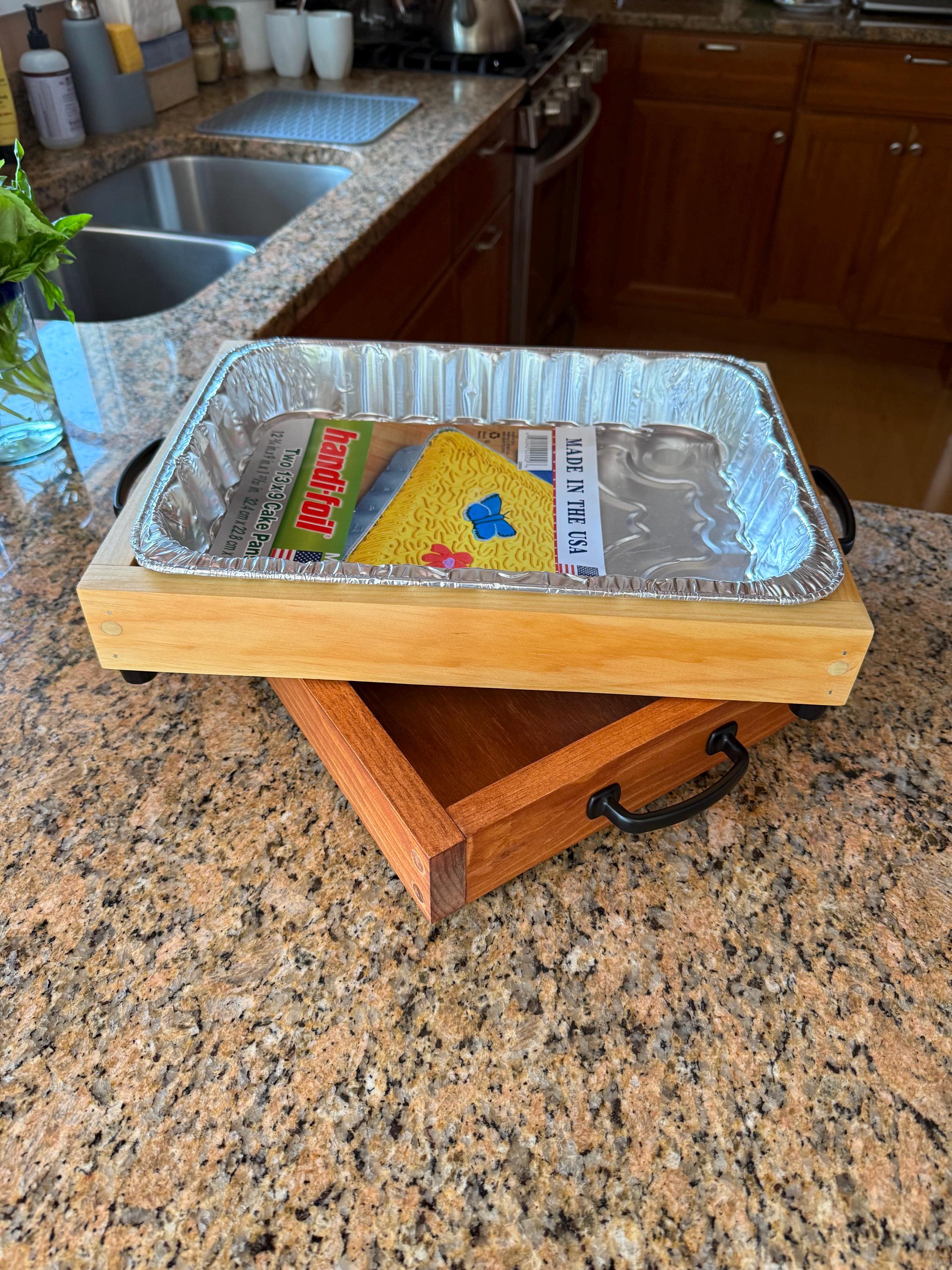 Wooden Foil Pan Holder With Handles: Farmhouse Buffet Server, Catering ...
