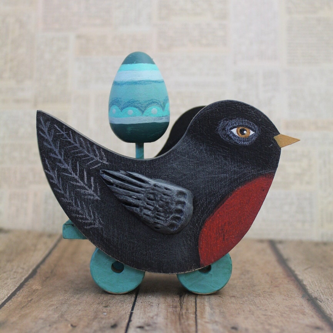 ROBIN BIRD Cart/wooden Bird Folk Art Collectible - Etsy