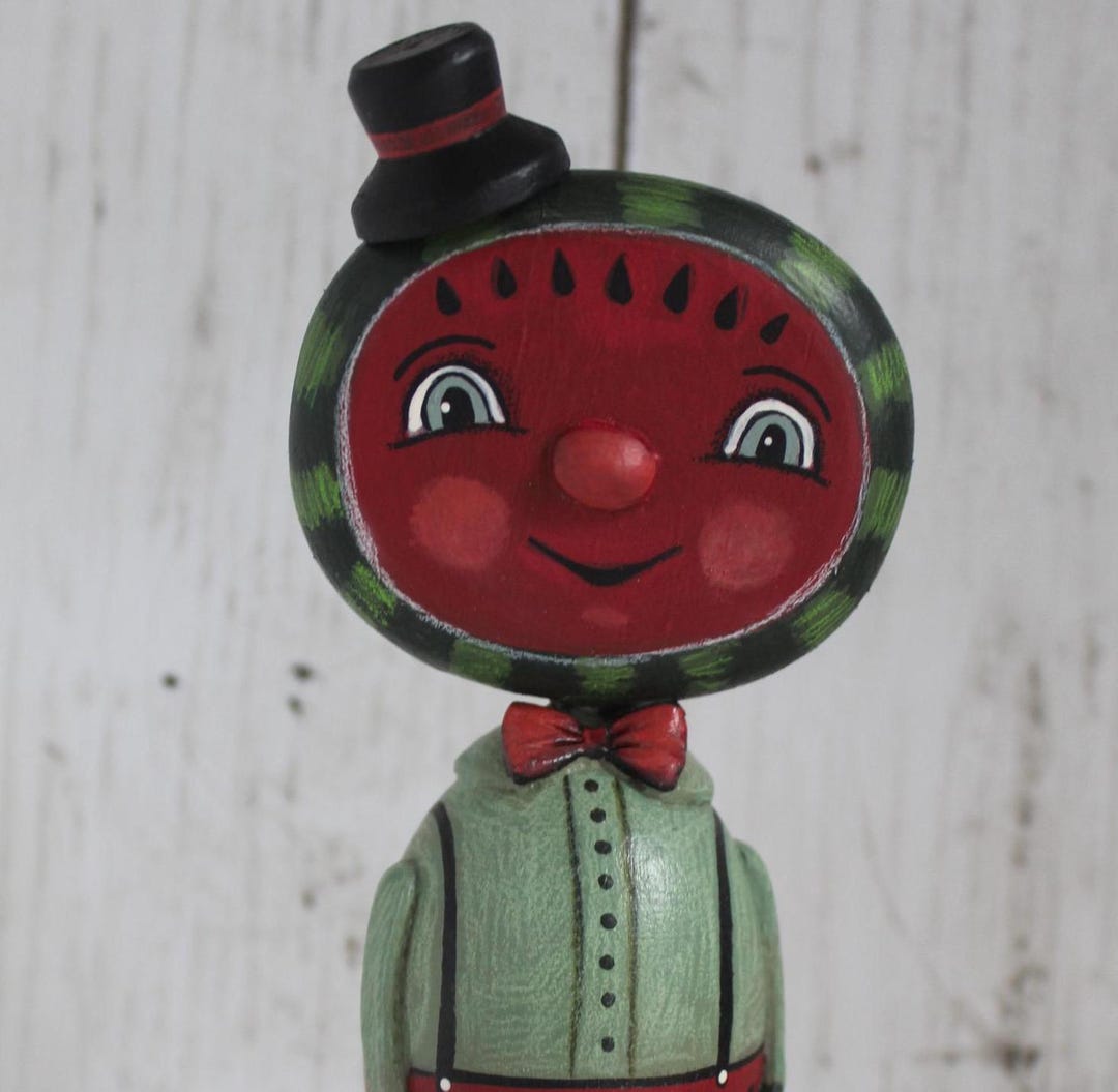 WATERMELON BOY Figurine/folk Art Collectible/art Doll - Etsy