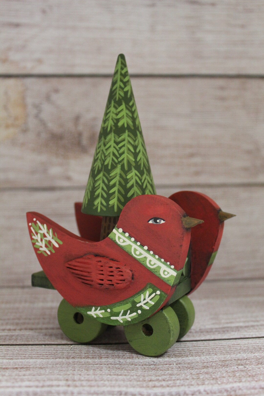 CHRISTMAS BIRD Collectible/red Bird Cart With Tree/holiday Decoration ...