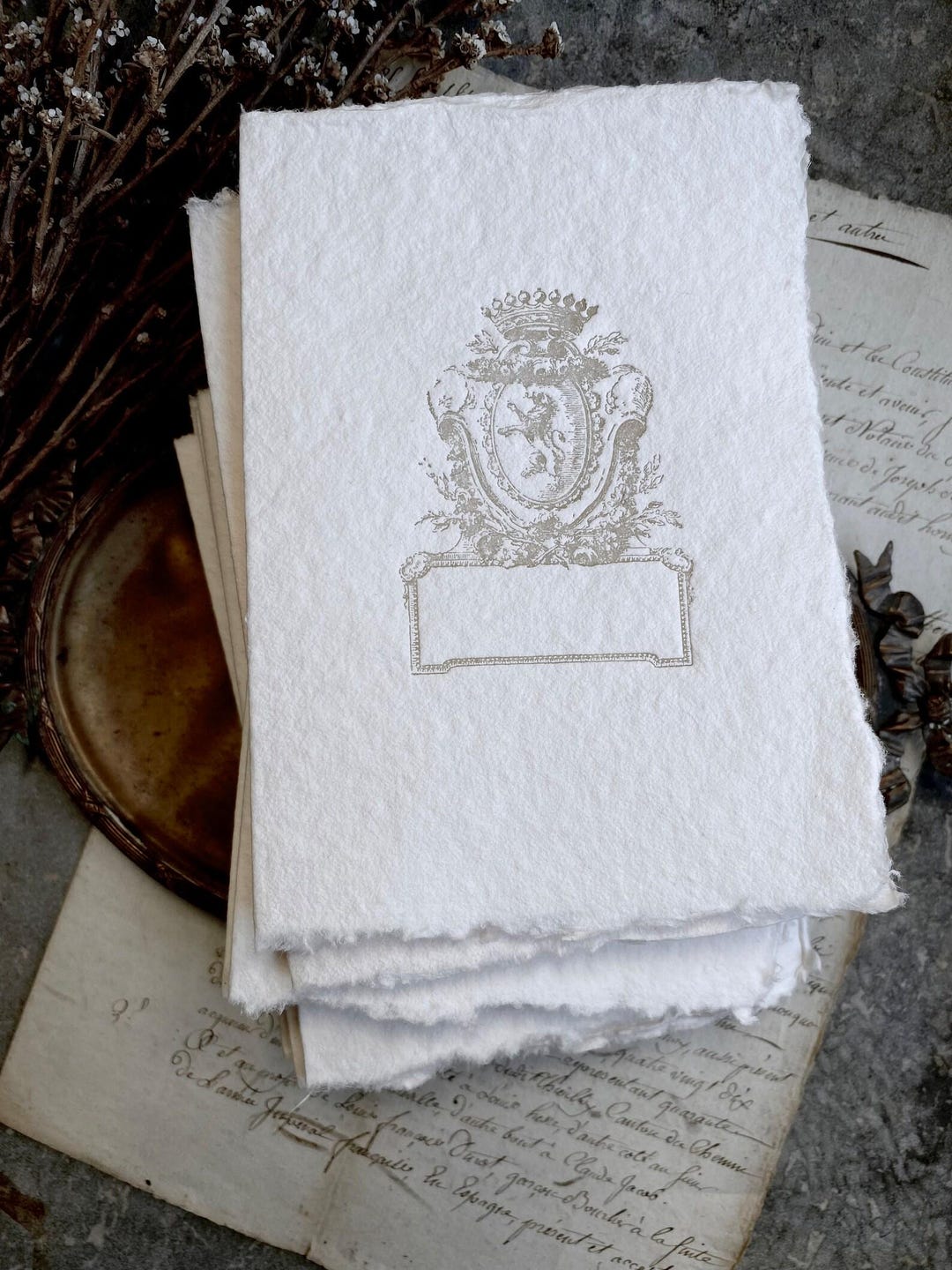 Handmade Paper Cards, Deckle Edge Cards, Heraldry Cards, Handmade Paper ...