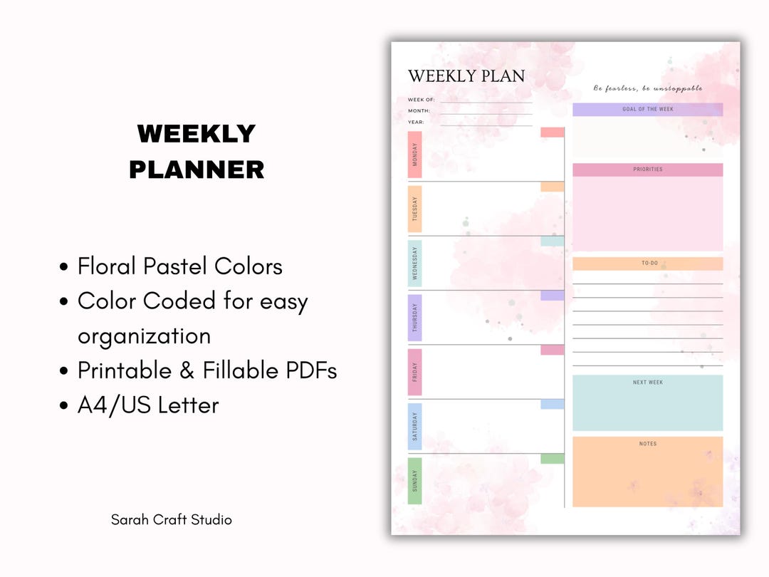 Weekly Planner EDITABLE | Weekly Schedule | Productivity Planner PDF ...