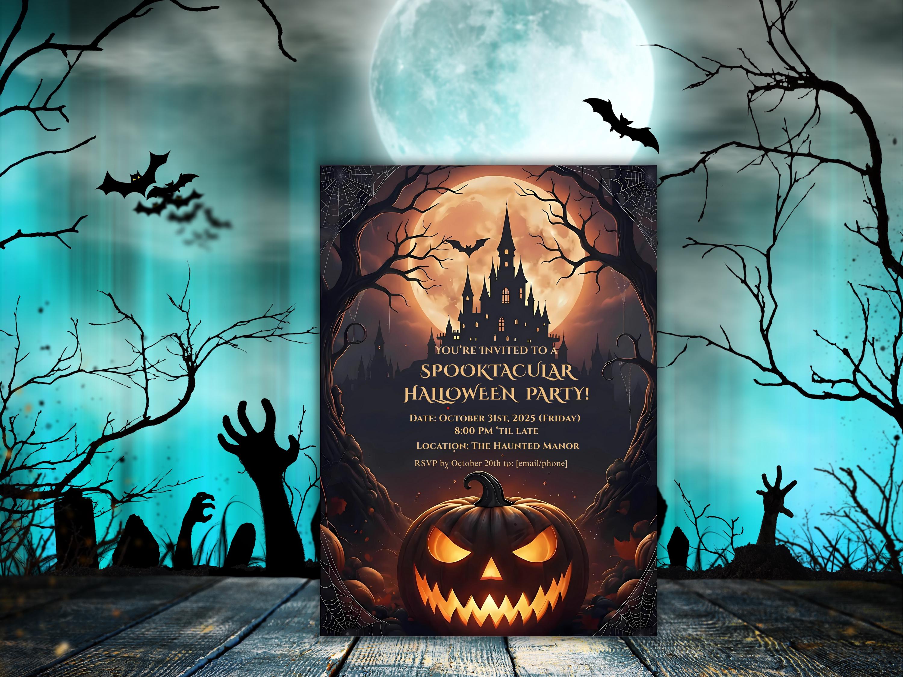 Halloween Party Invitation Template | Spooky Canva Invite | Printable ...