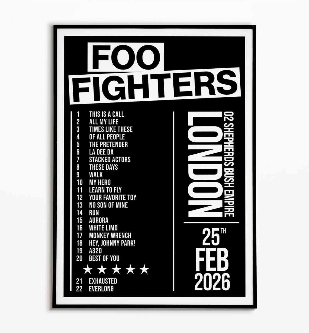 Foo Fighters Set List