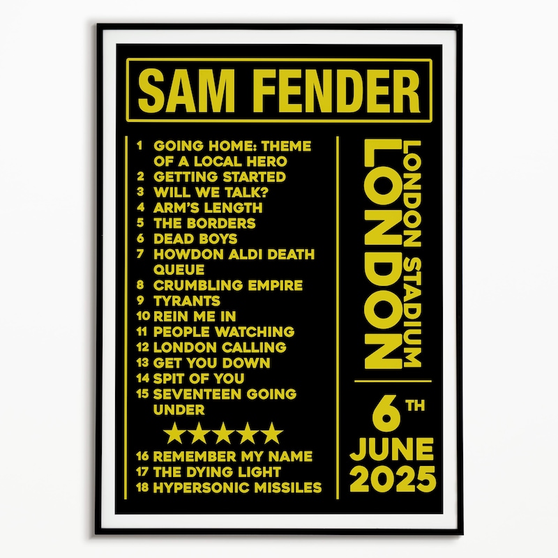 Sam Fender 2025 Poster - Etsy UK