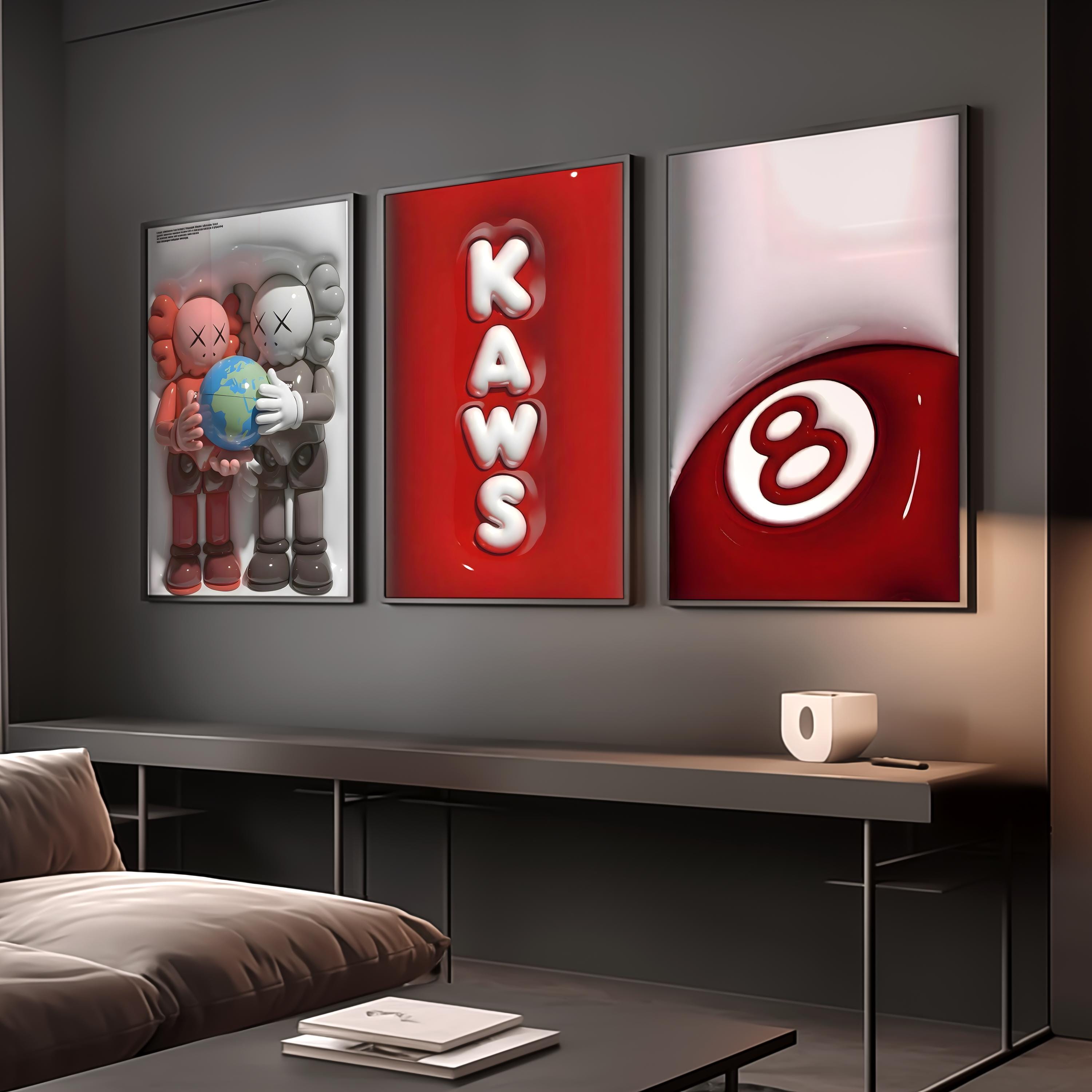 Set of 3 Hypebeast Room Decor, Hypebast Kaws Poster, Cool Wall Art Set ...