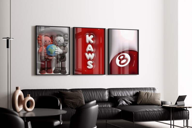 Set of 3 Hypebeast Room Decor, Hypebast Kaws Poster, Cool Wall Art Set ...