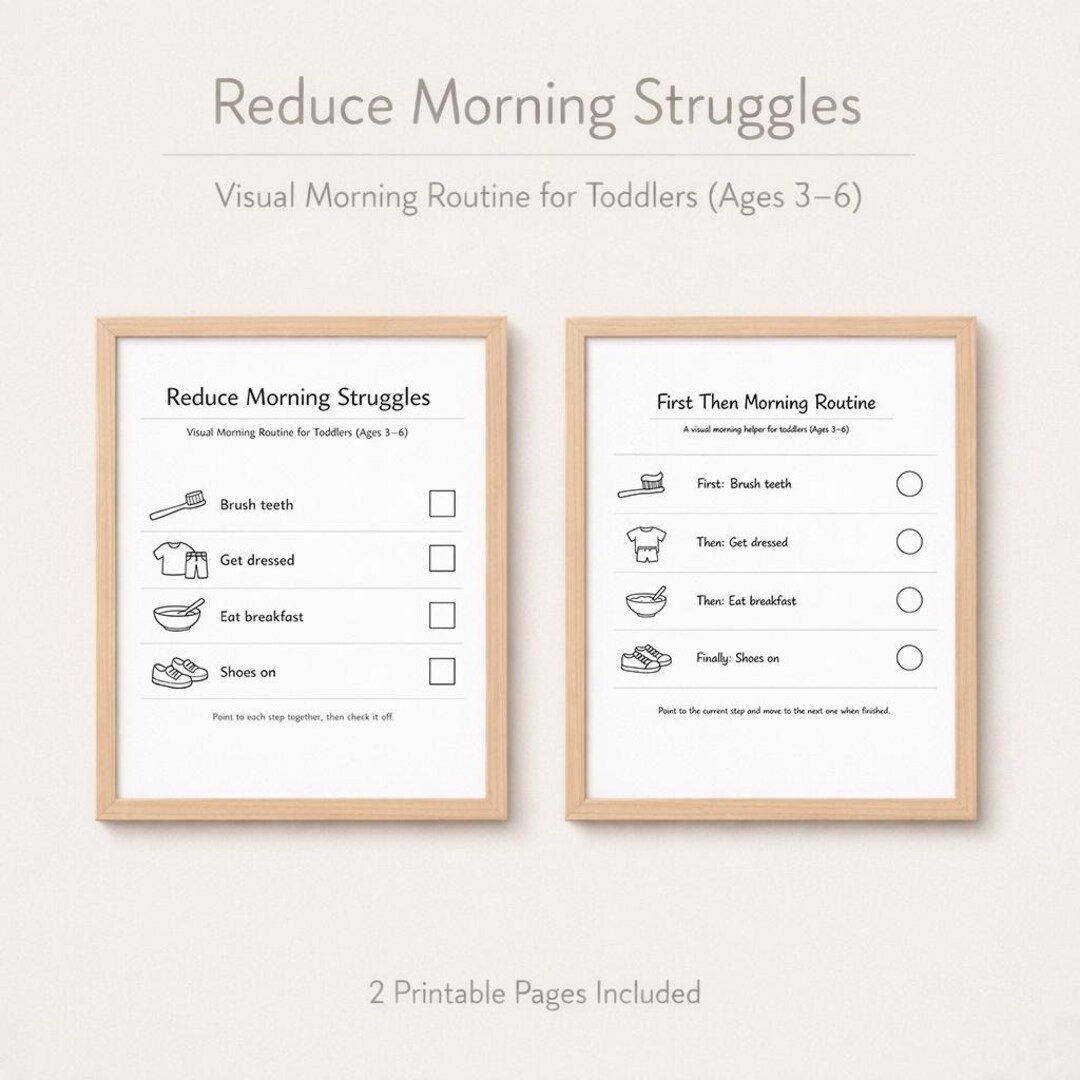 Toddler Morning Routine Chart | Visual Morning Checklist & First Then ...