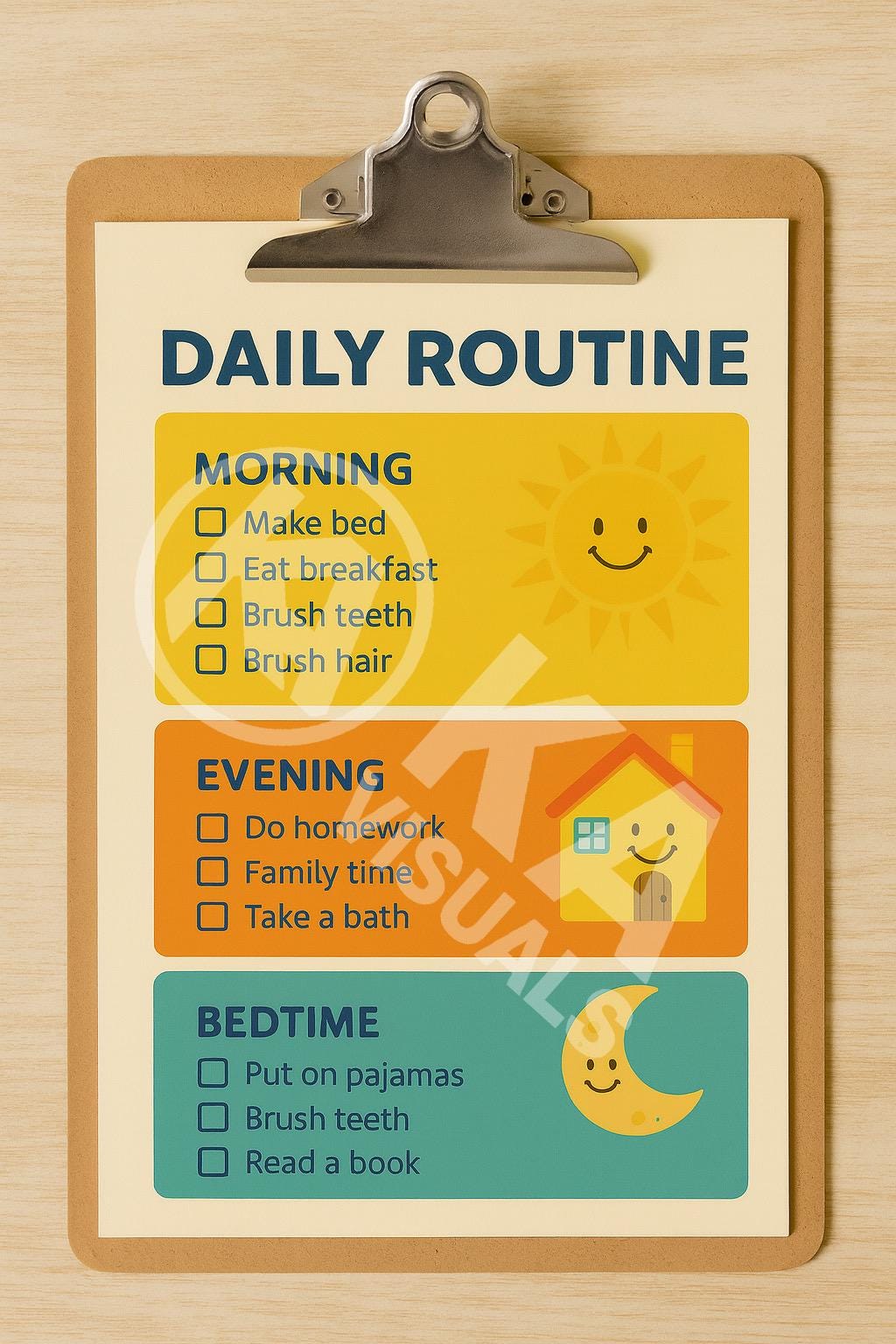 Kids Daily Routine Chart: Visual Morning & Evening Checklist (PDF ...
