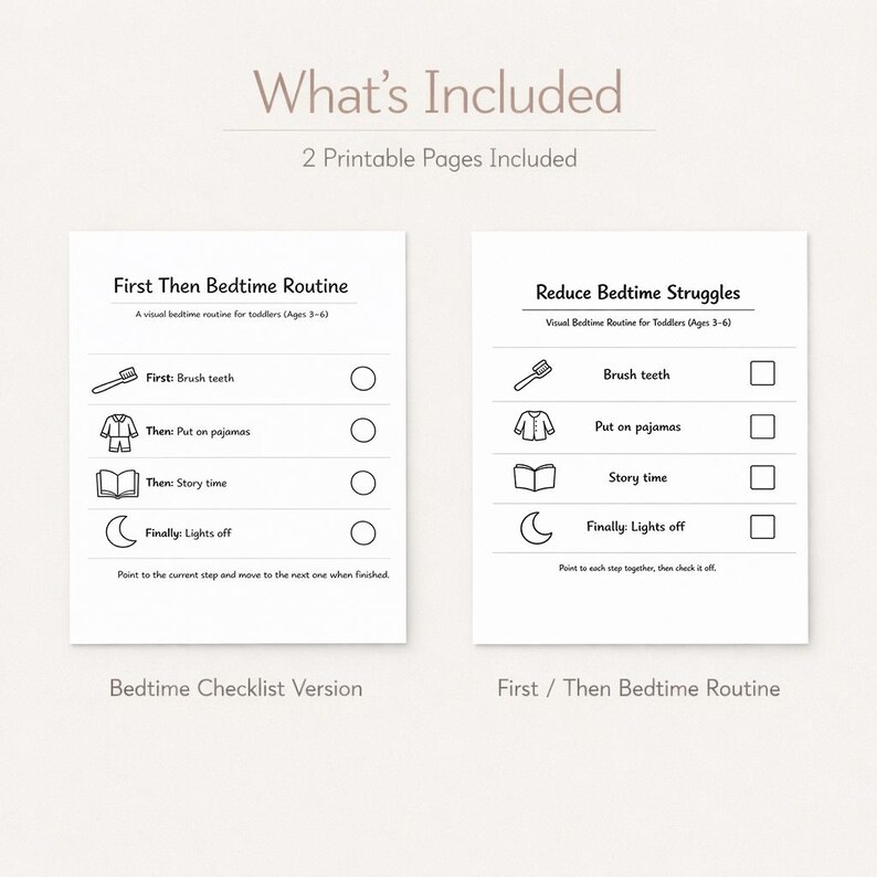 Toddler Bedtime Routine Chart | Visual Bedtime Checklist & First Then ...