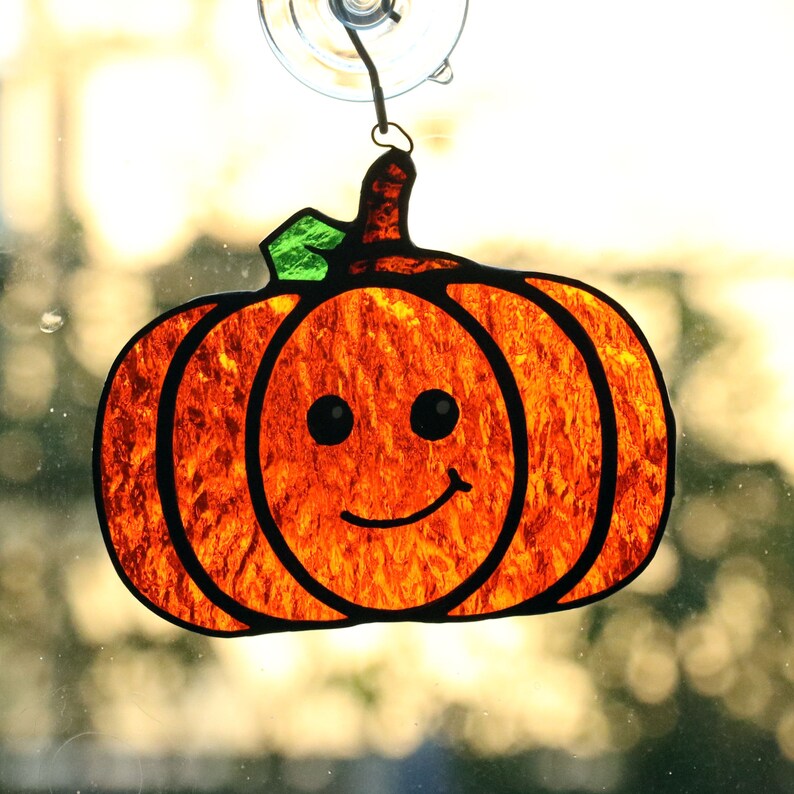Cute Pumpkin Window Decoration Stained Glass Halloween - Etsy