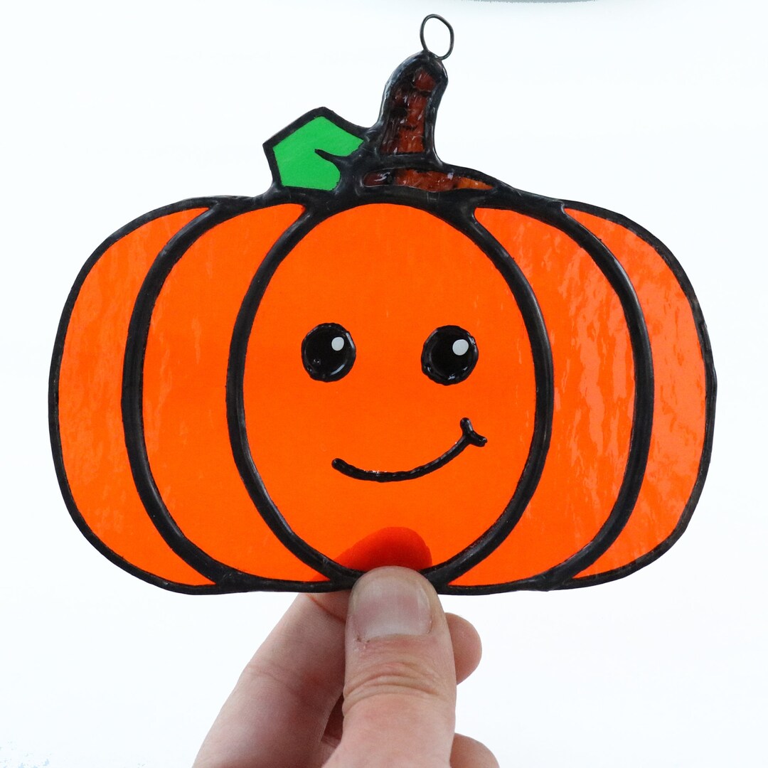Cute Pumpkin Window Decoration, Stained Glass Halloween Decoration ...