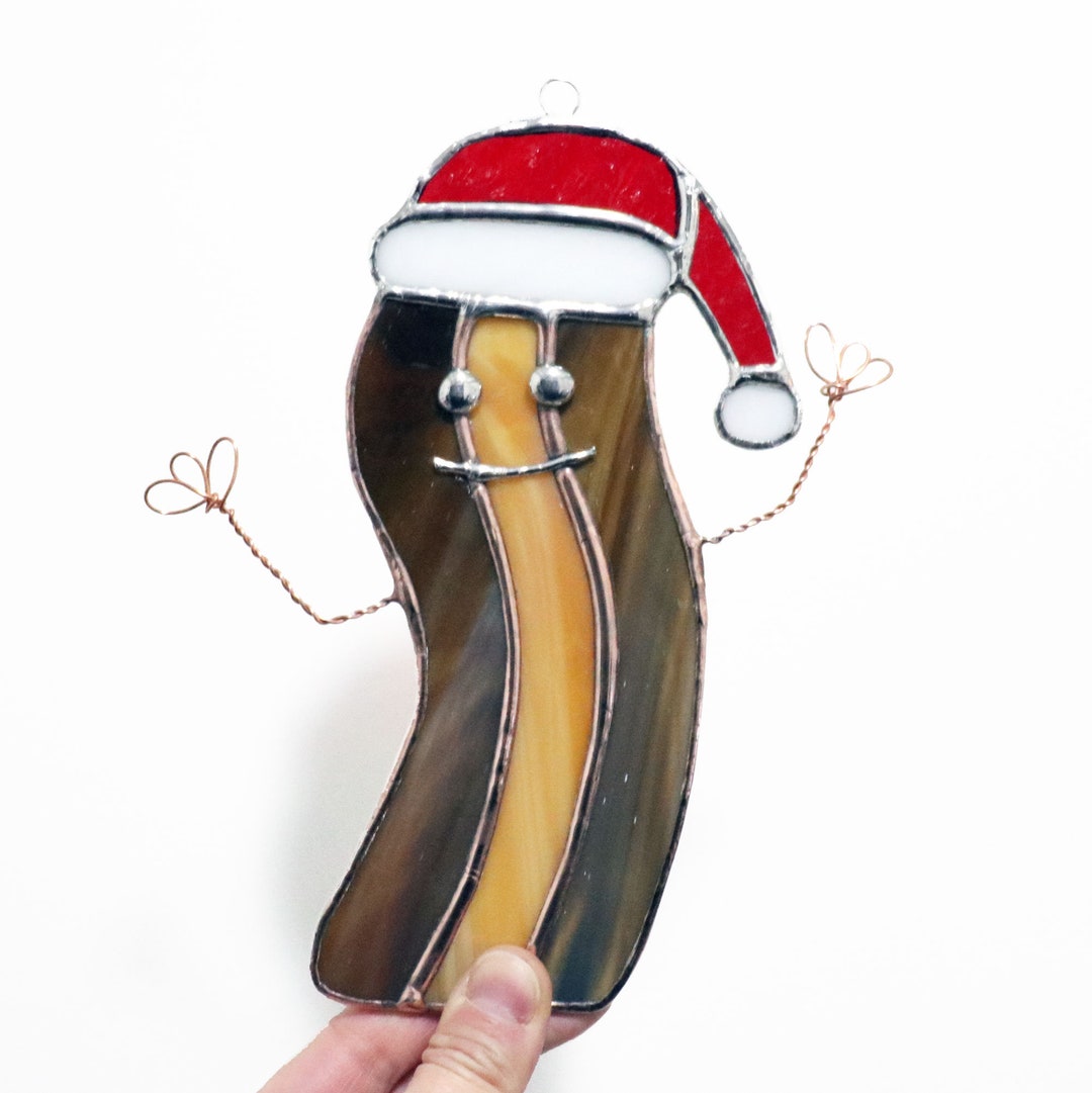 Santa Bacon Christmas Ornament, Bacon Stained Glass Suncatcher, Funny ...