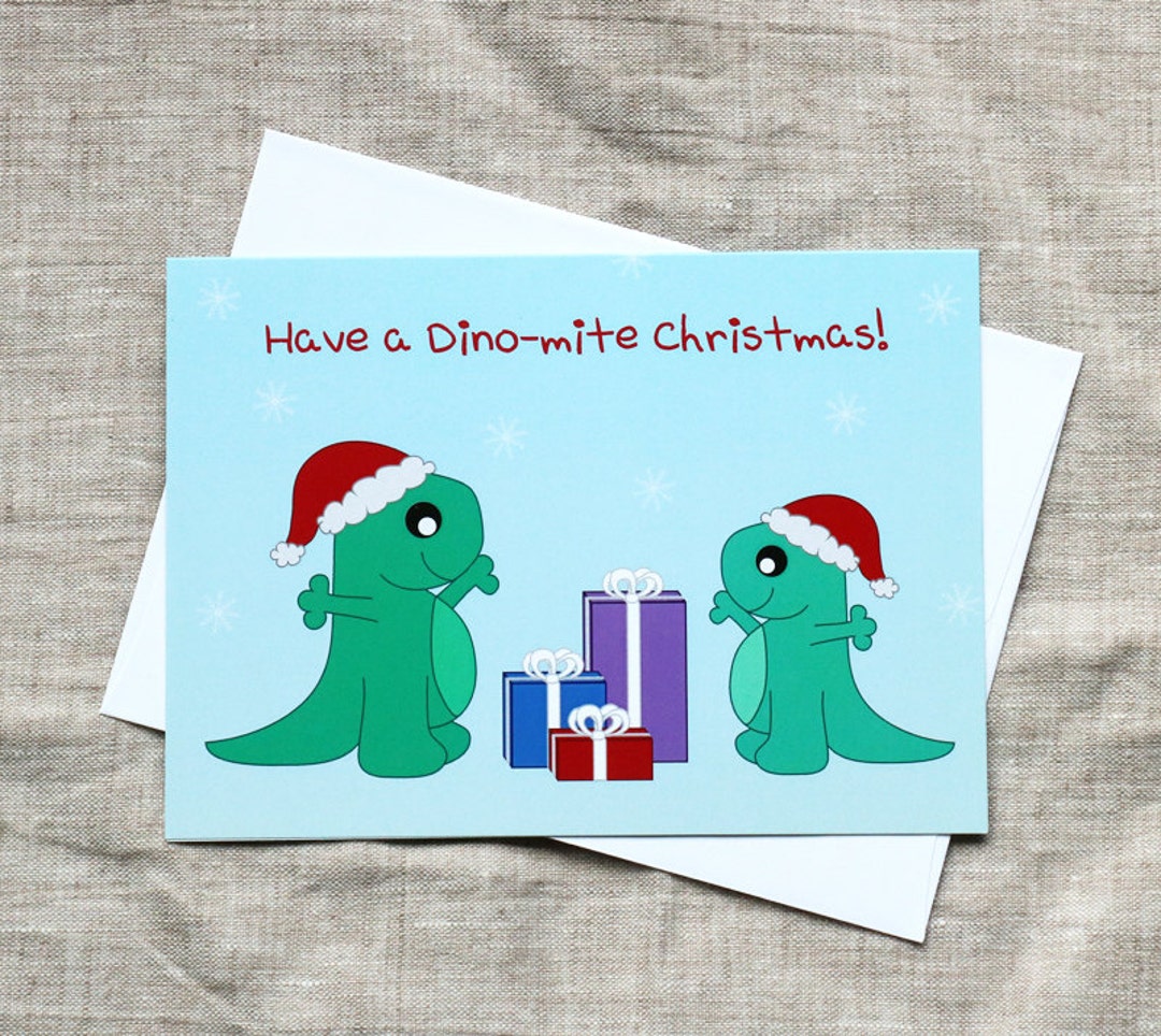 Cute Christmas Card Cute Dinosaur Christmas Card Funny - Etsy