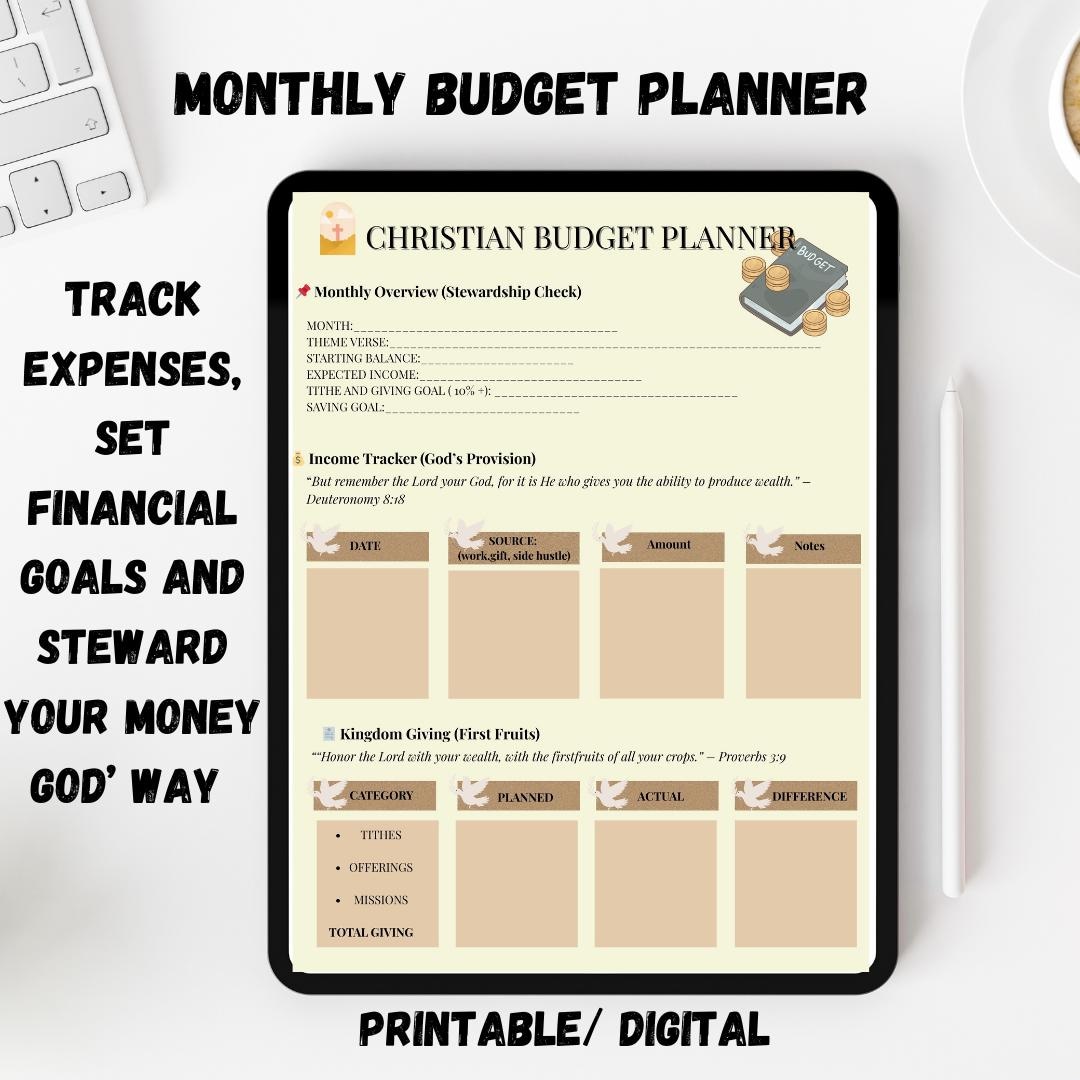 Christian Budgeting Tracker | Printable Financial Planner | Faith-based ...