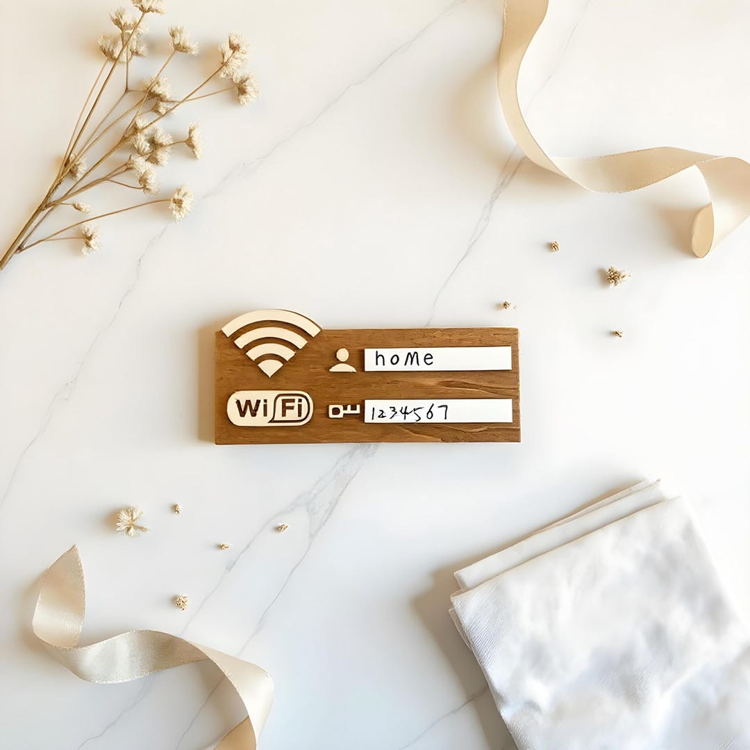 Rustic Wooden Wi-fi Password Sign, Vintage Wall Mounted Wireless ...