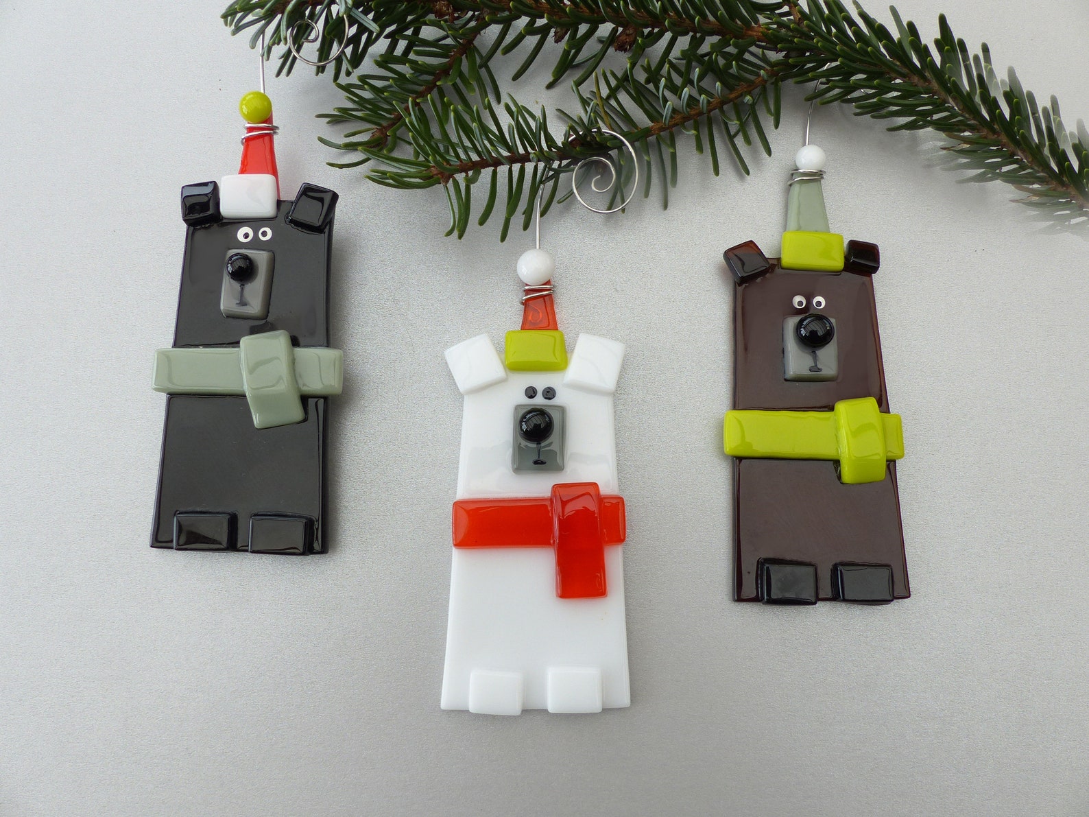 Fused Glass Bear Ornaments Polar Bear Ornament Black Bear Etsy